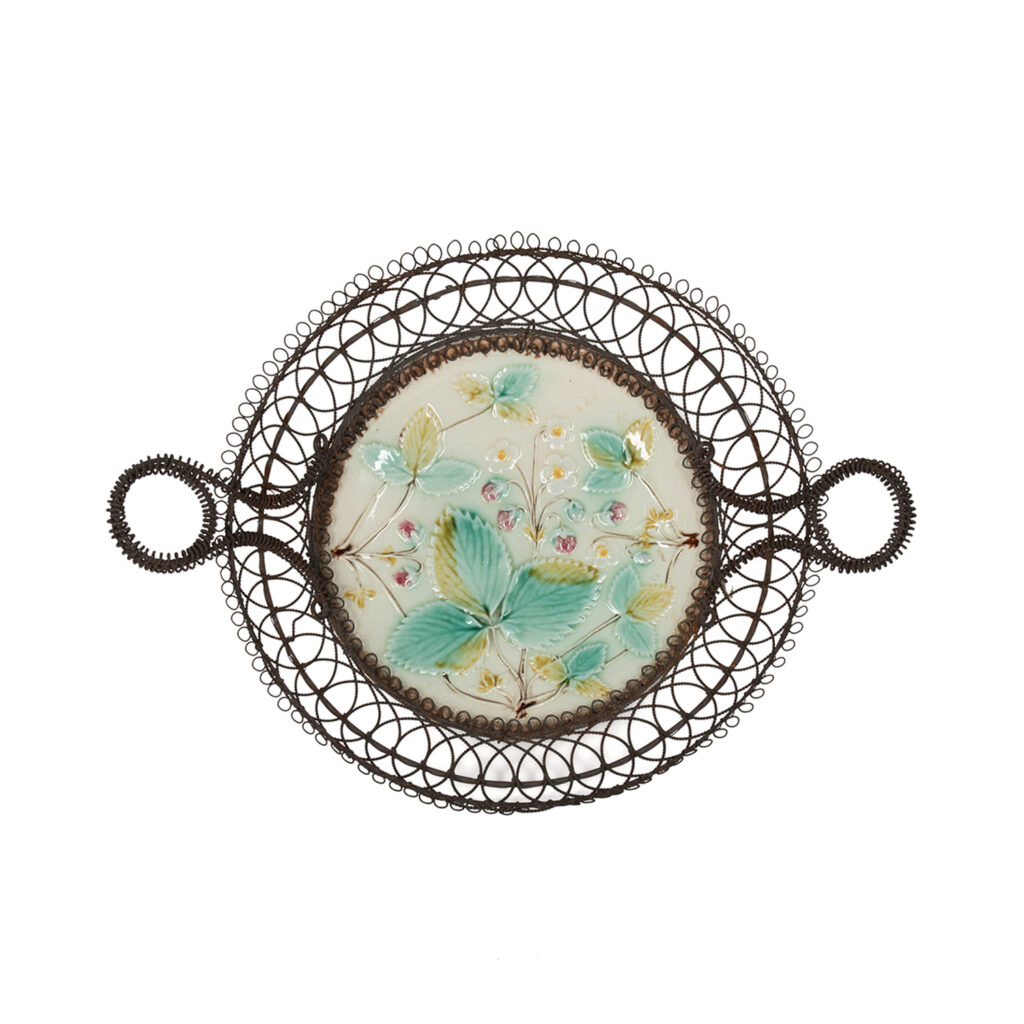 Antique German Majolica Wire-Framed Basket | Peachtree Battle Antiques ...